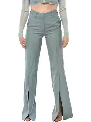 Off-White Ankle-split Wide-leg Trousers - Blue