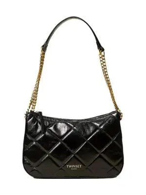TWINSET Medium Liliane Quilted Leather Bag - Black