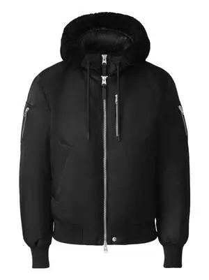 Mackage August-z Bomber Jacket With Shearling-trimmed Hood - Black