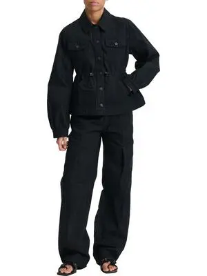 CECILIE BAHNSEN Cecilie Bahnsen Candida Drawcord Peplum Denim Jacket