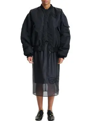 Cecilie Bahnsen Feilan Technical Nylon Bow Bomber Jacket - Black