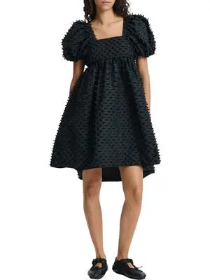 Cecilie Bahnsen Tilde Fiamma Fil-coupé Puff-sleeve Dress - Black