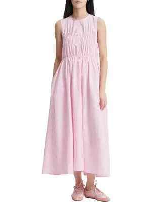 Cecilie Bahnsen Shirred Midi Dress - Pink