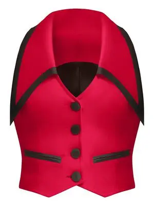 TIA DORRAINE Cropped Tailored Waistcoat - Black/red