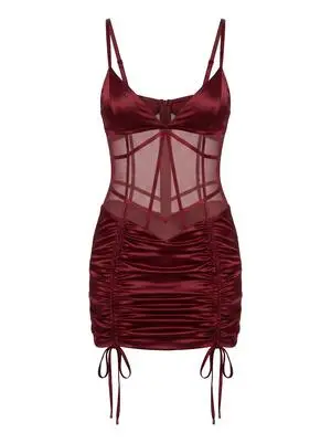 CLERESTORY Clerestory Amarante Ruched Mesh-Waist Mini Dress