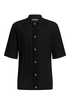 Dolce & Gabbana Perforated Cotton Shirt - Black