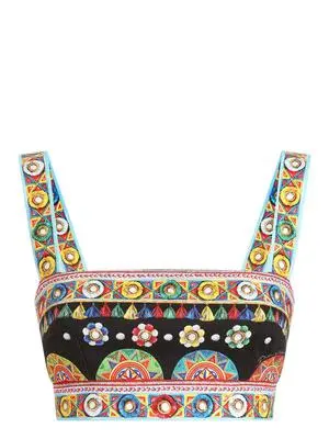 Dolce & Gabbana Carretto-print Cotton Top - Multicolor