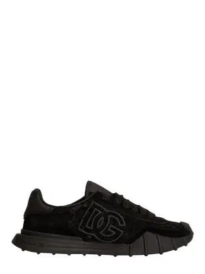 Dolce & Gabbana Lace And Split Calfskin Sneakers - Black