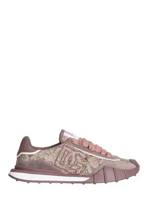 Dolce & Gabbana Lace And Split Calfskin Dg Athletic Sneakers - Multicolor