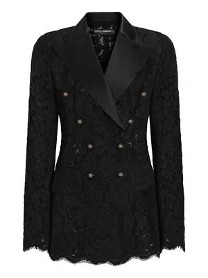Dolce & Gabbana Double-breasted Cordonetto Lace Blazer - Black