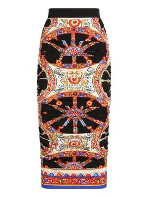 Dolce & Gabbana Carretto-print Charmeuse Midi Skirt - Multicolor