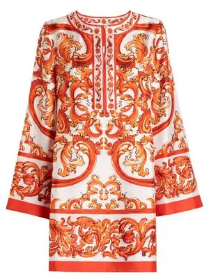 Dolce & Gabbana Majolica-print Twill Kaftan Dress - Multicolor