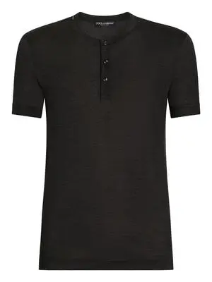 Dolce & Gabbana Silk Serafino T-shirt - Grey