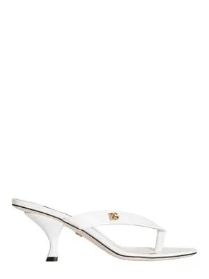 Dolce & Gabbana Patent Leather Thong Sandals - White