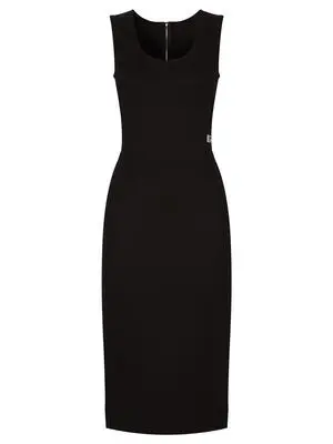 Dolce & Gabbana Sleeveless Milano Rib Midi Dress - Black