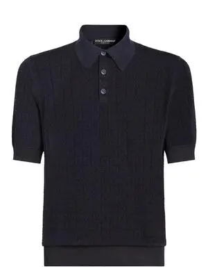Dolce & Gabbana Polo Shirt With Broderie Anglaise Lace Detailing - Grey