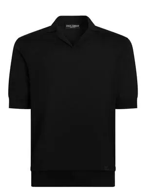 Dolce & Gabbana Silk Knit Polo Shirt - Black
