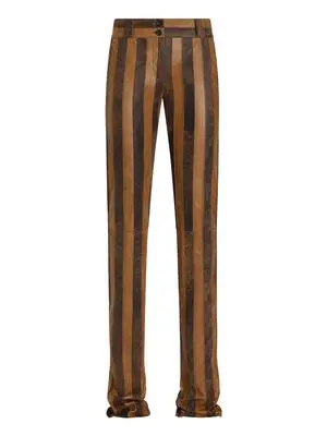 DOLCE & GABBANA Dolce & Gabbana Nappa Leather Striped Print Trousers