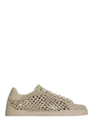 Dolce & Gabbana Portofino Woven Leather Sneakers - Beige