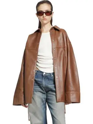 HAIKURE Victoria Silky Leather Shirt - Brown