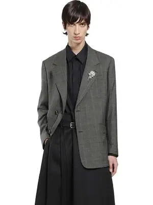 Simone Rocha Notch Lapel Blazer With Embroidery - Grey