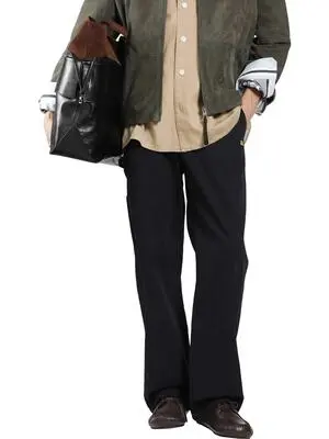Loewe Cotton Twill Trousers With Embroidered Detailing - Blue