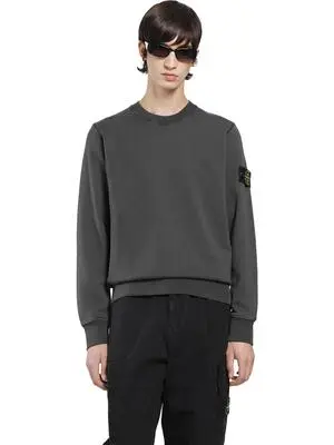 Stone Island Crewneck Sweatshirt With Removable Logo Badge - Grey