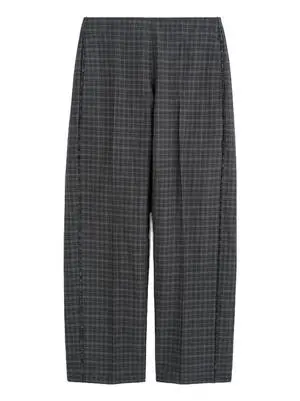 Cos Fringed Checked Linen-cotton Pants - Gray