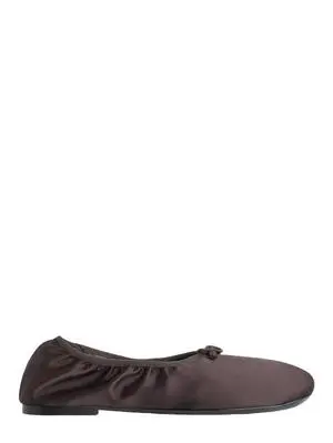 Cos Satin Ballet Flats With Bow Detail - Brown