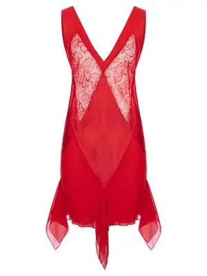 AURELIANA Alexia Silk Satin Mini Dress - Red