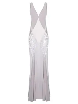 AURELIANA Alexia Silk Satin Slip Maxi Dress - Light Grey