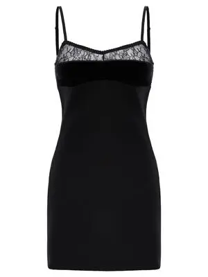AURELIANA Lace-trimmed Mini Dress - Black