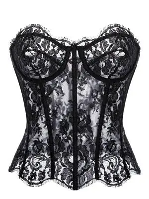 AURELIANA Cotton-blend Lace Bustier Top - Black