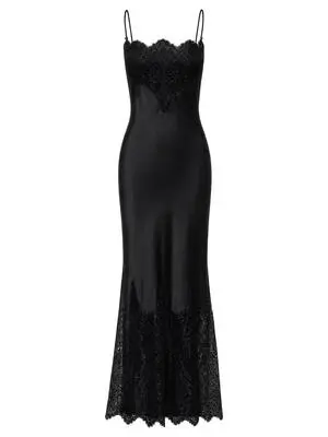 SLEEPING WITH JACQUES Nadia Silk Lace Maxi Slip Dress - Black