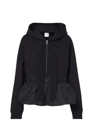 PATOU Cotton Zip-up Hoodie With Peplum Detail - Black