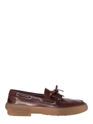 Miu Miu Leather Deck Shoes - Coffee