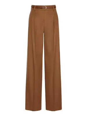 Max Mara Max Mara Wool Wide-Leg Trousers Chestnut