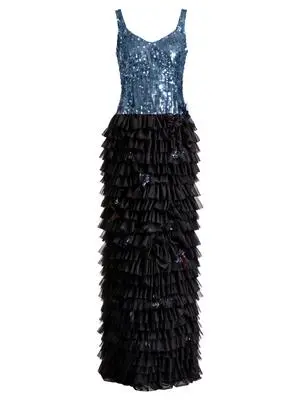 SALMA OSMAN Embellished Tiered Maxi Dress - Multi