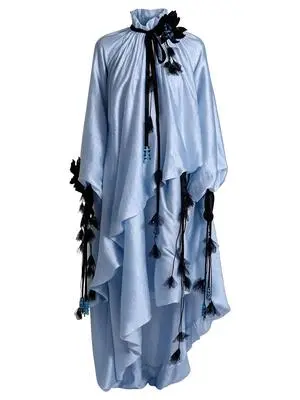 SALMA OSMAN Draped Chiffon Maxi Dress - Light Blue