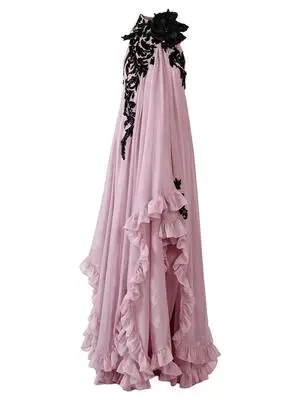 SALMA OSMAN High-neck Chiffon Maxi Dress - Multi