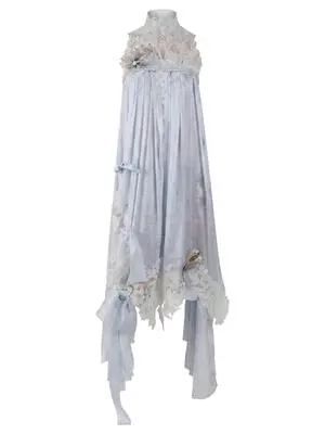 SALMA OSMAN High-neck Sheer Midi Dress - Light Blue