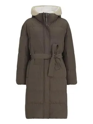 Brunello Cucinelli Long-sleeved Down Jacket With Detachable Hood And Belt - Brown
