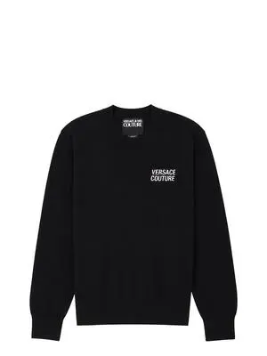 Versace Crewneck Logo Patch Sweater - Black