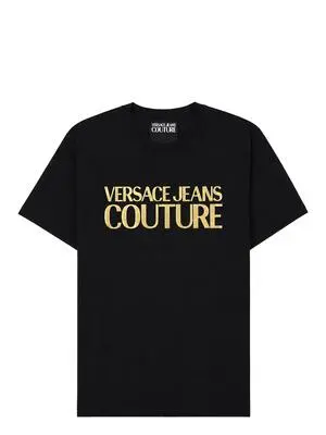 Versace T-shirt Con Logo Metallizzato - Black