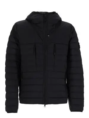 Stone Island Hooded Down Jacket With Water-repellent Finish - Black