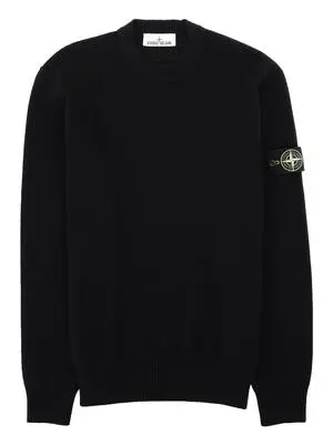 Stone Island Ribbed Wool Sweater - Black