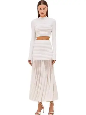 Alexis Hela Top Cropped Long Sleeve With Line Detail - Blanc
