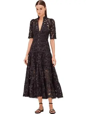 Alexis Ledina Lace Midi Dress - Black