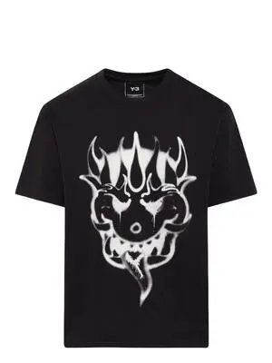 Y3 Printed Cotton T-shirt - Black