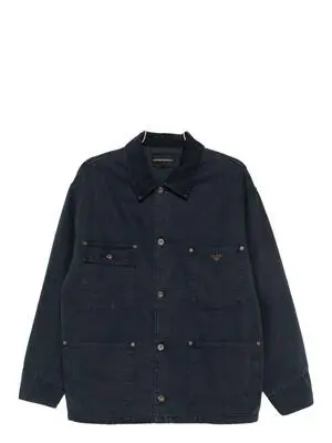 Emporio Armani Cotton Caban Coat - Blue